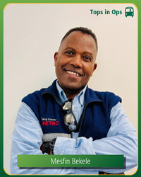 Mesfin Bekele, Sept. 2024 Operator of the Month, South Base – Metro Matters